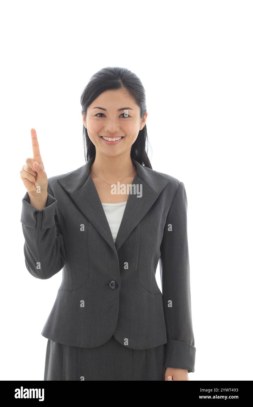Woman pointing finger straight hi-res stock photography and images - Alamy