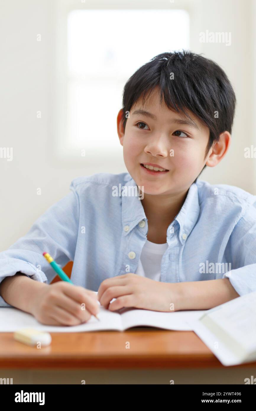 Boys studying in a classroom Stock Photo - Alamy