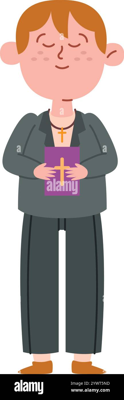 boy with bible in first communion Stock Vector Image & Art - Alamy
