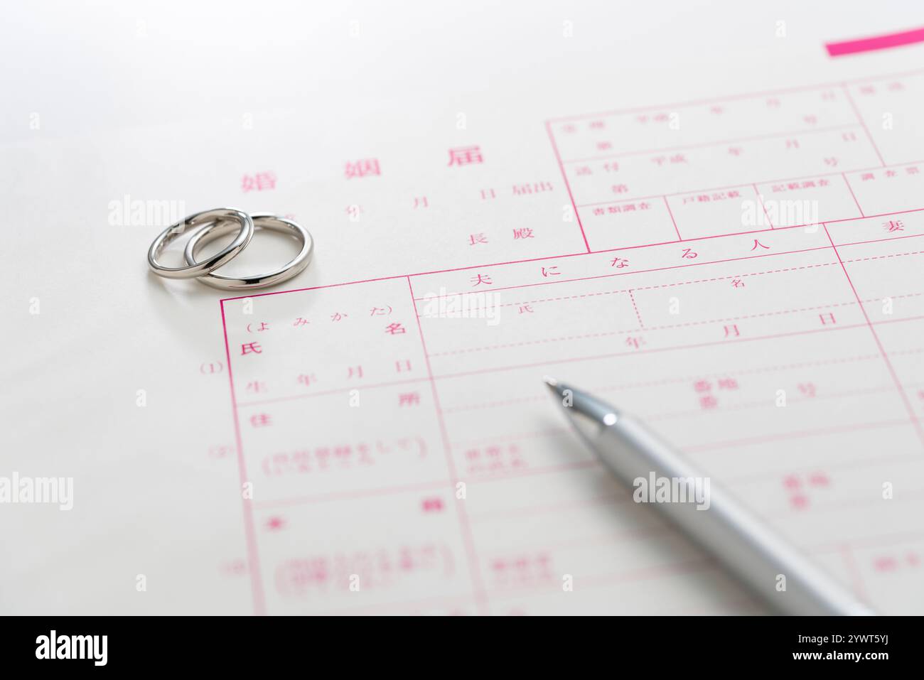 Wedding rings and marriage certificate Stock Photo - Alamy