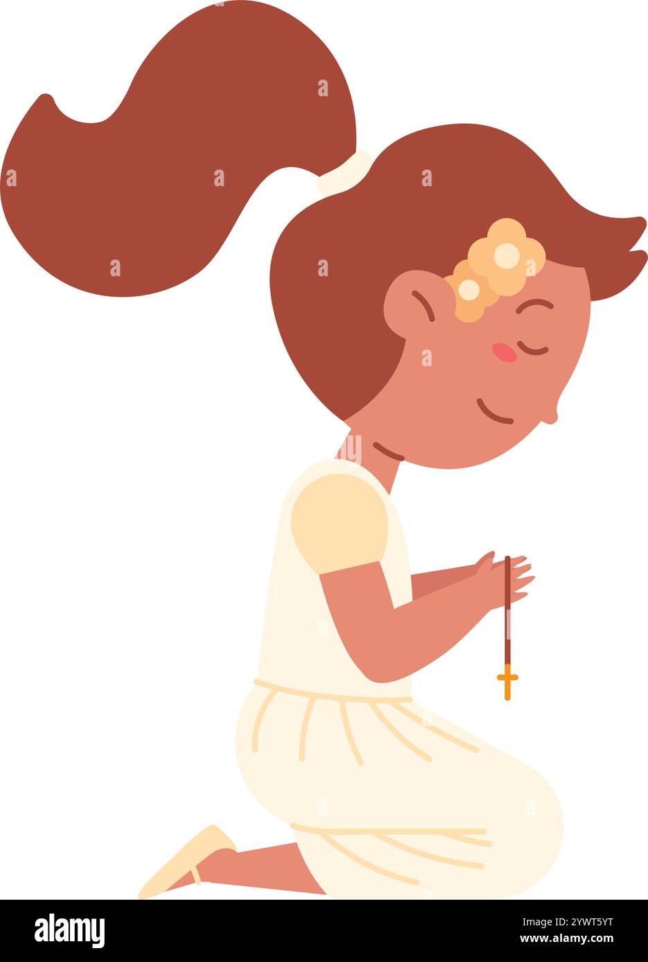 girl praying in first communion Stock Vector Image & Art - Alamy