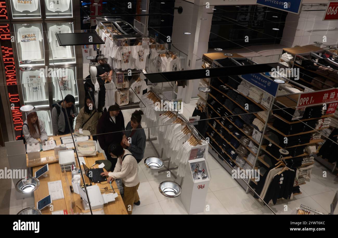 Inside the clothing retail store of UNIQLO in the Asakusa Taito-ku ...
