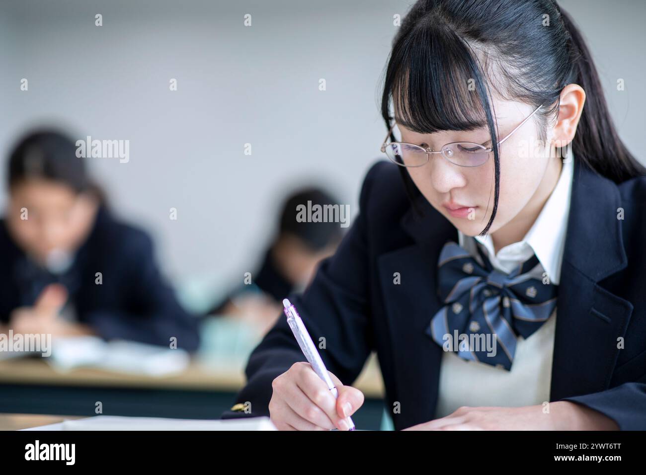 Female high school students during class Stock Photo - Alamy