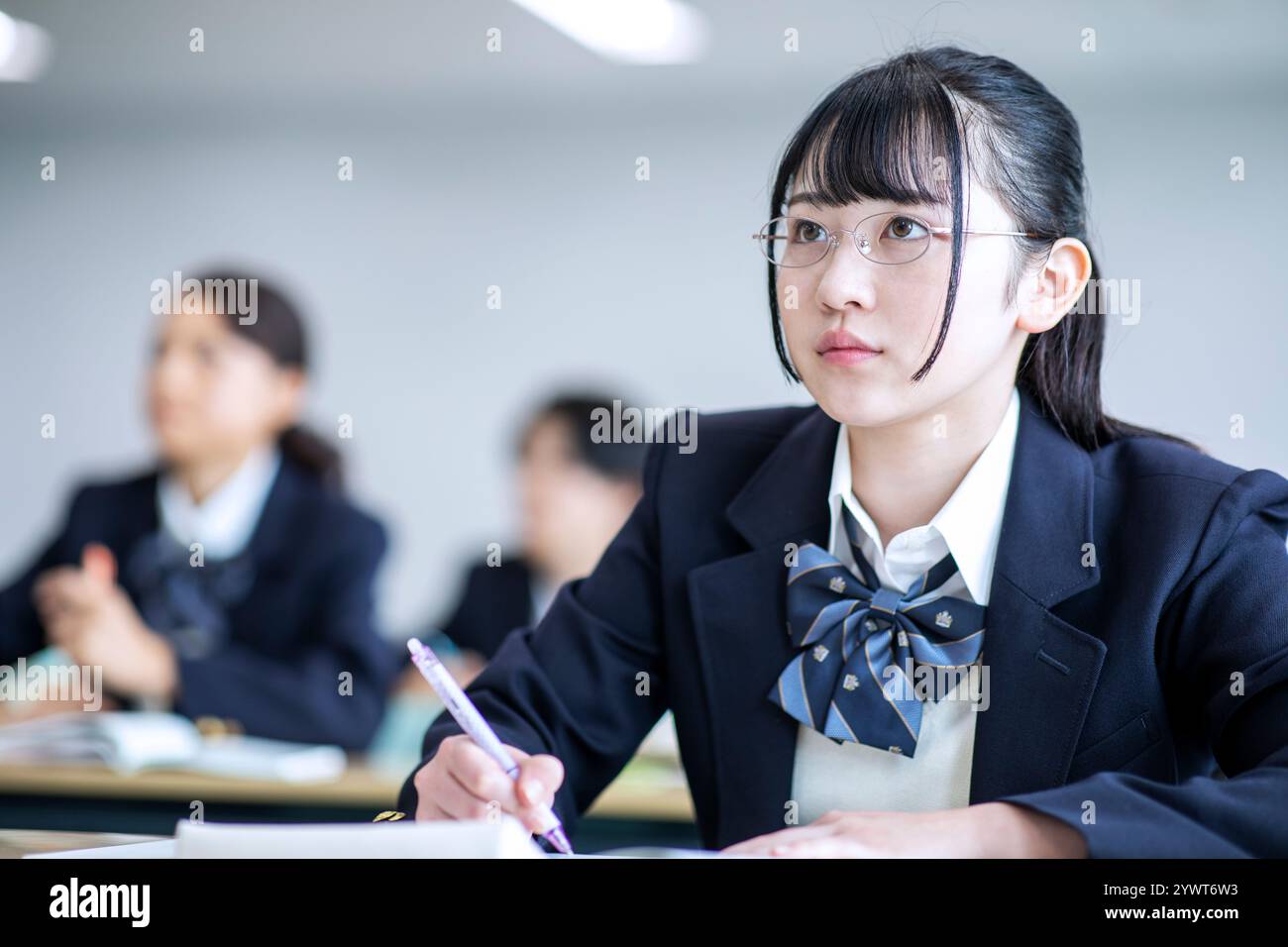 Female high school students during class Stock Photo - Alamy