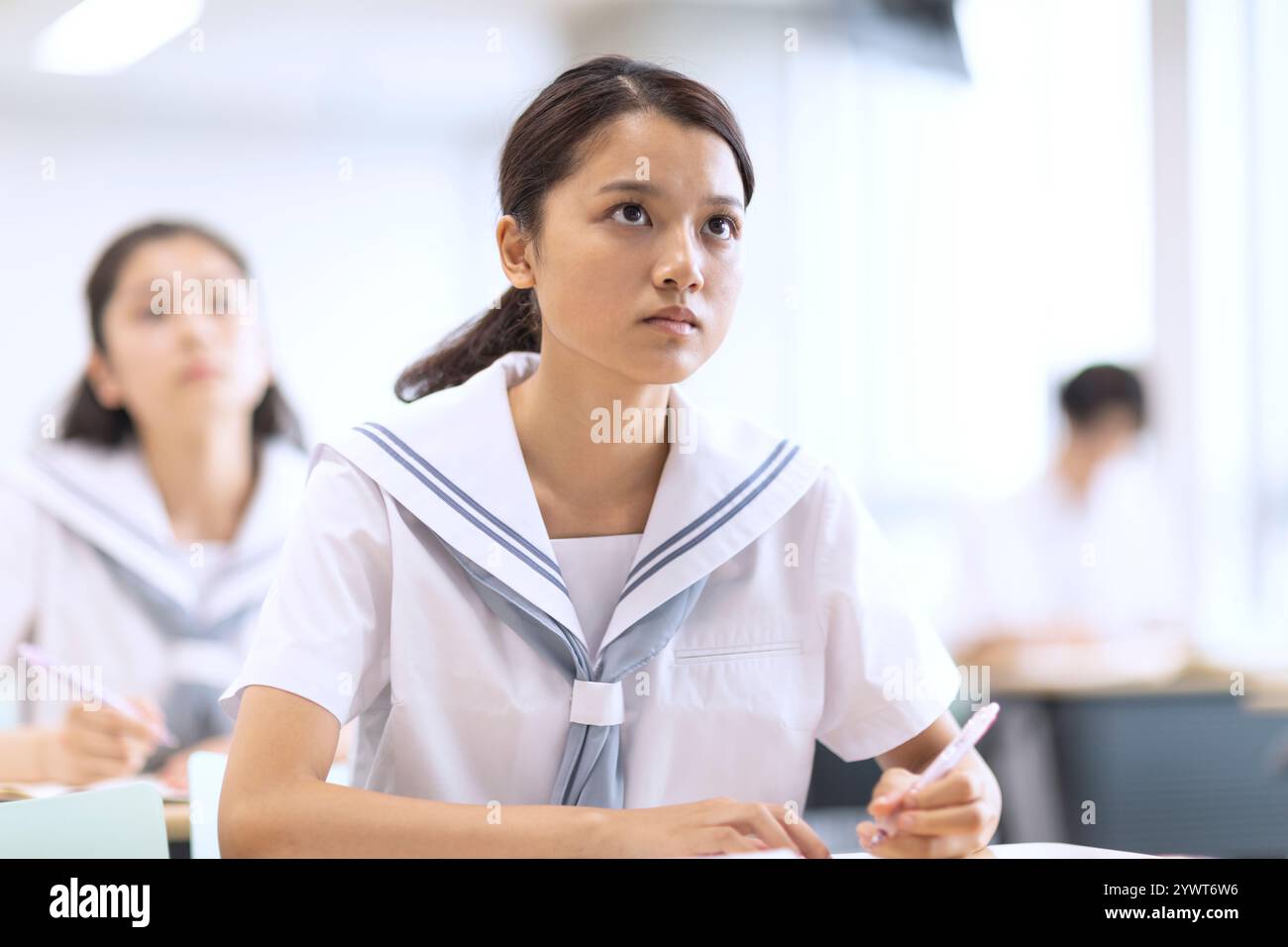 Female high school students during class Stock Photo - Alamy