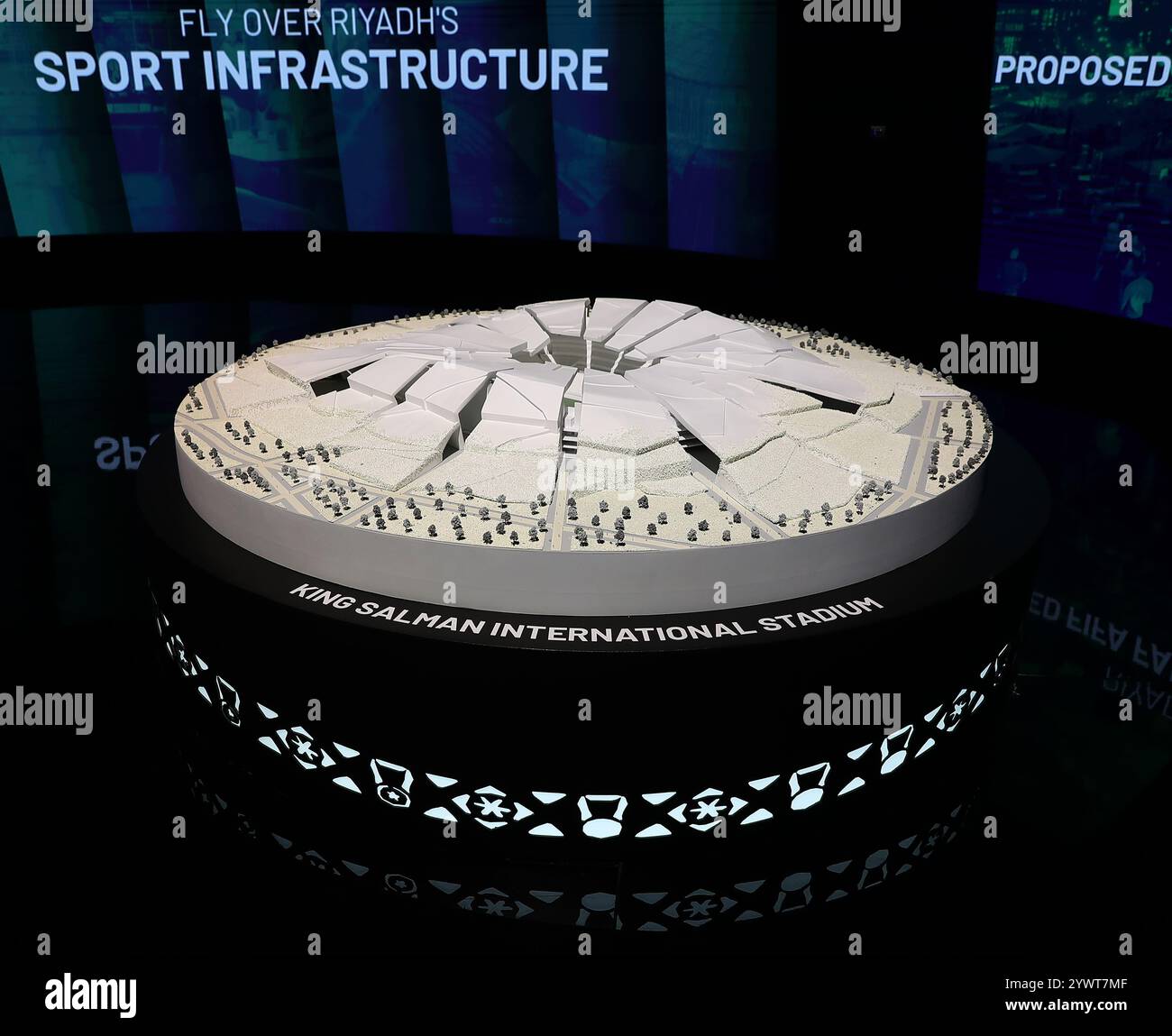 Riyadh, Saudi Arabia. 11th Dec, 2024. A model of the proposed King Salman International Stadium ...