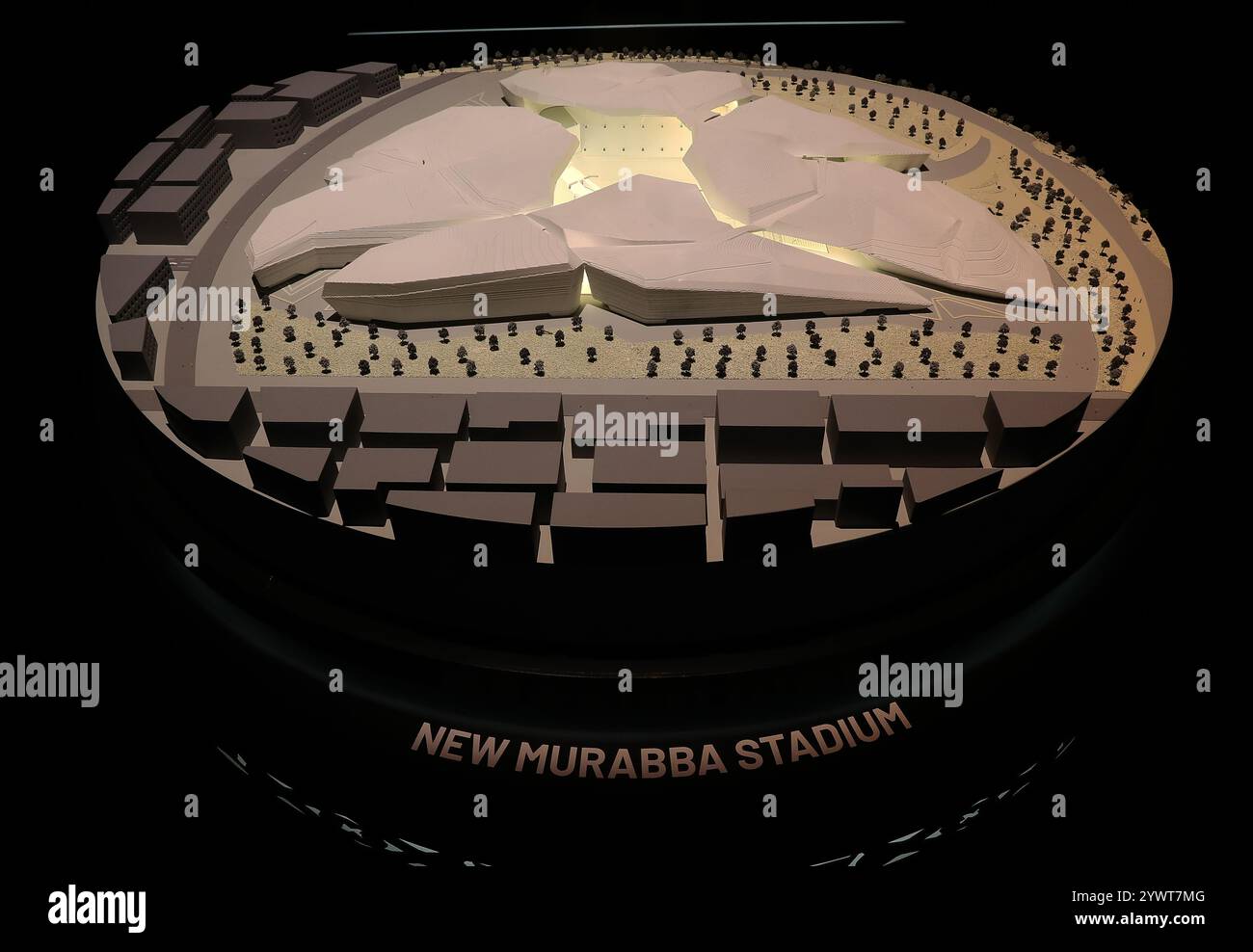 Riyadh, Saudi Arabia. 11th Dec, 2024. A model of the proposed New Murabba Stadium is seen inside ...
