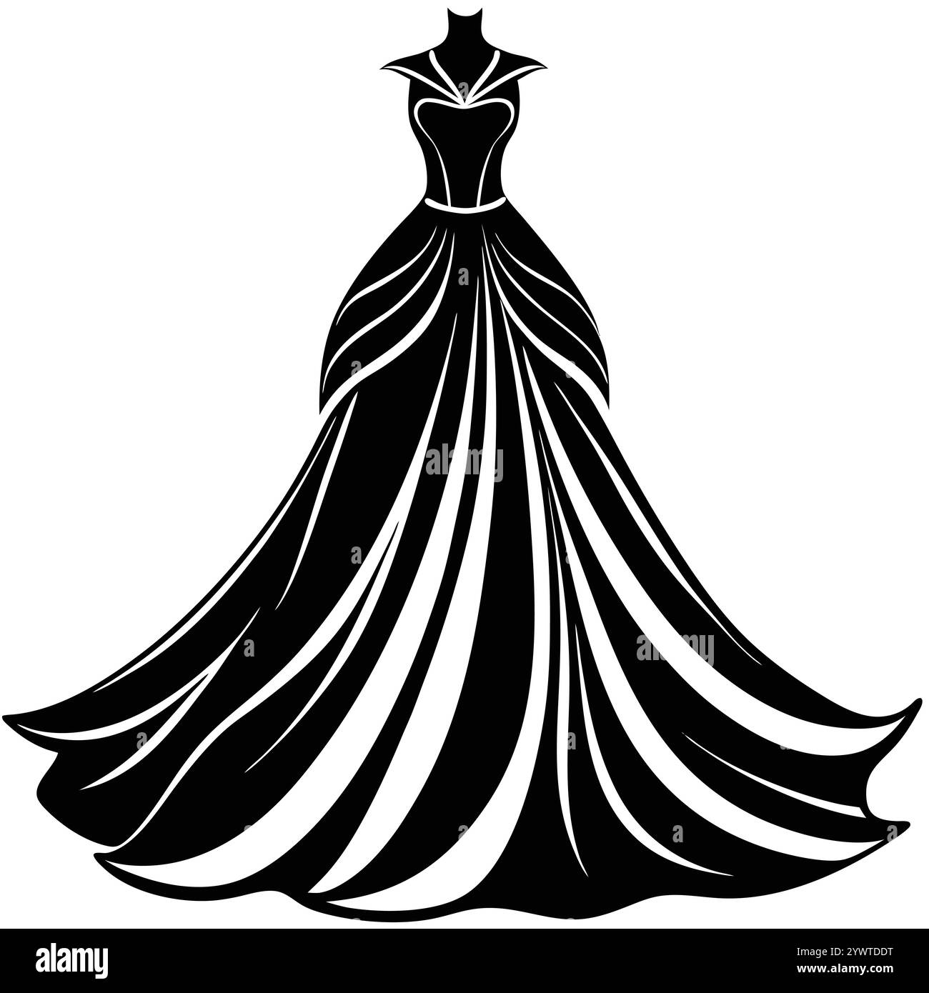Regal Flowing Gown Dress for Girls Modern Fashion Vector Art Design ...