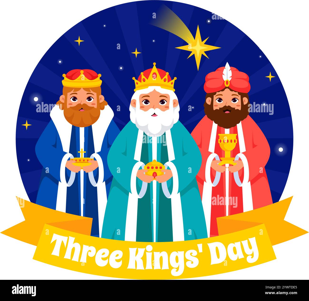 Three Kings Day Vector Illustration Celebrating Faith in the Divinity ...