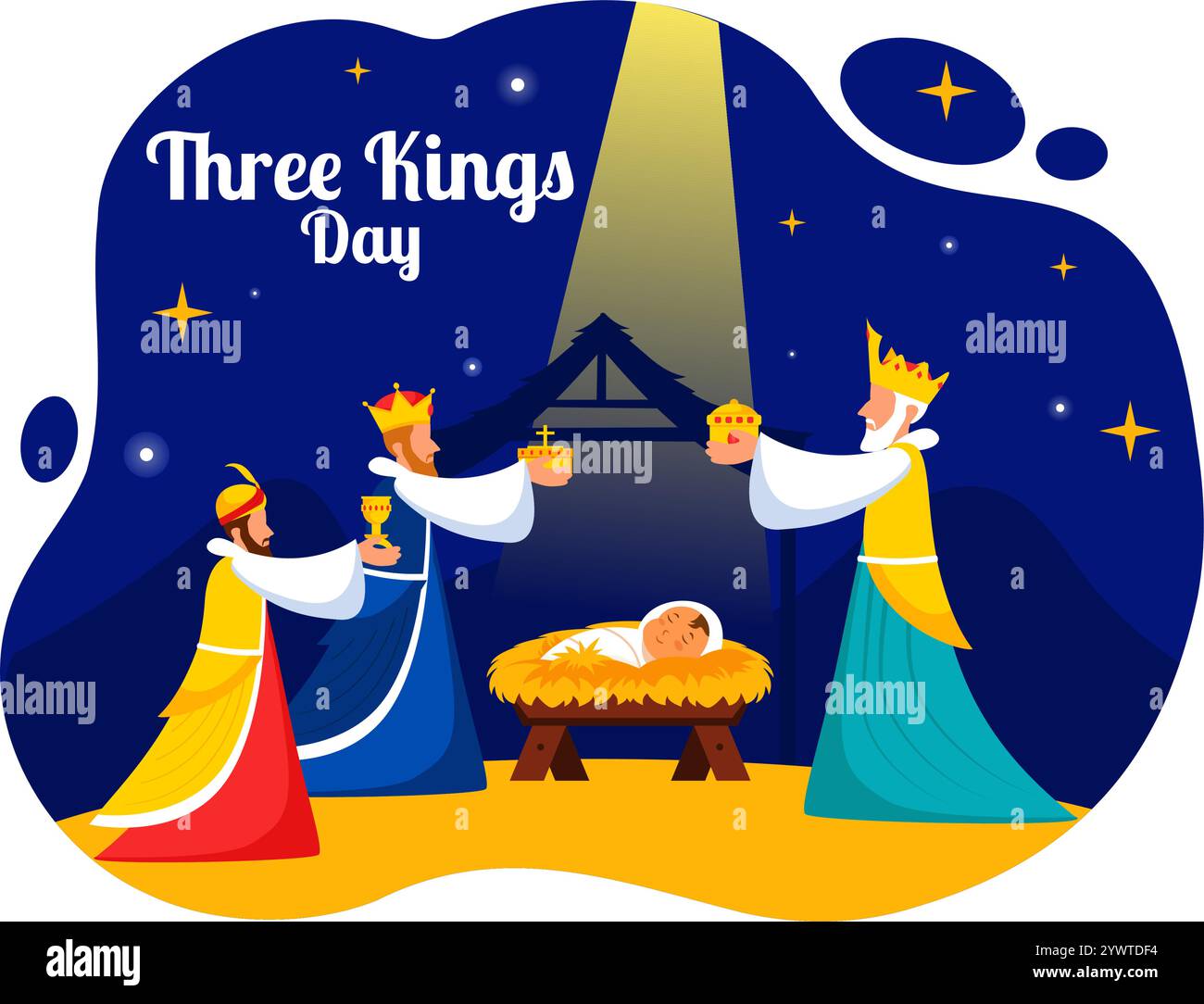 Three Kings Day Vector Illustration Celebrating Faith in the Divinity ...