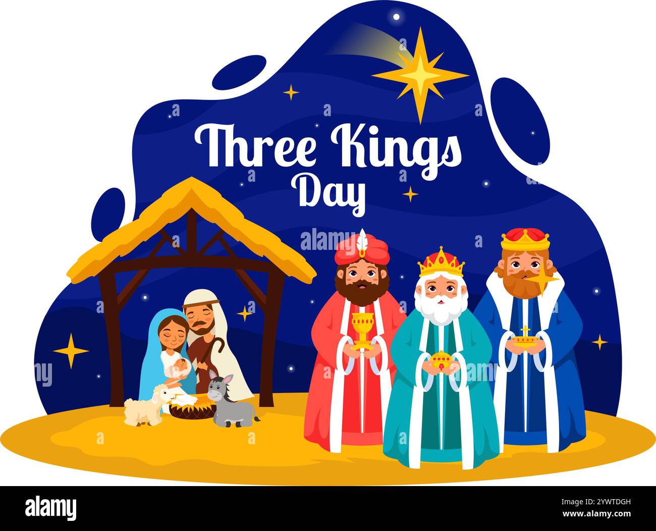 Three Kings Day Vector Illustration Celebrating Faith in the Divinity ...