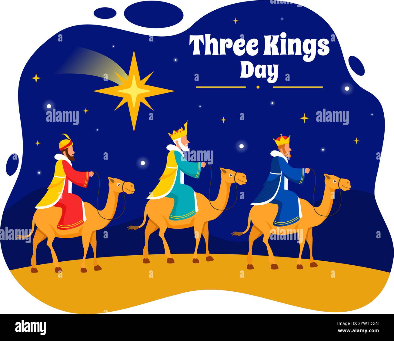 Three Kings Day Vector Illustration Celebrating Faith in the Divinity ...