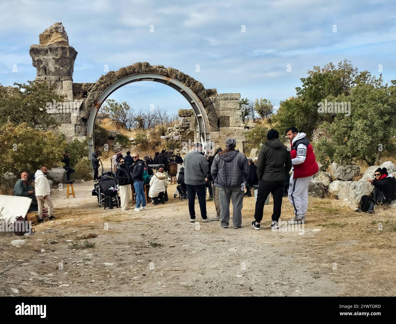A Movie Crew Films at Alexandria Troas, an Ancient Port Town in Turkiye ...