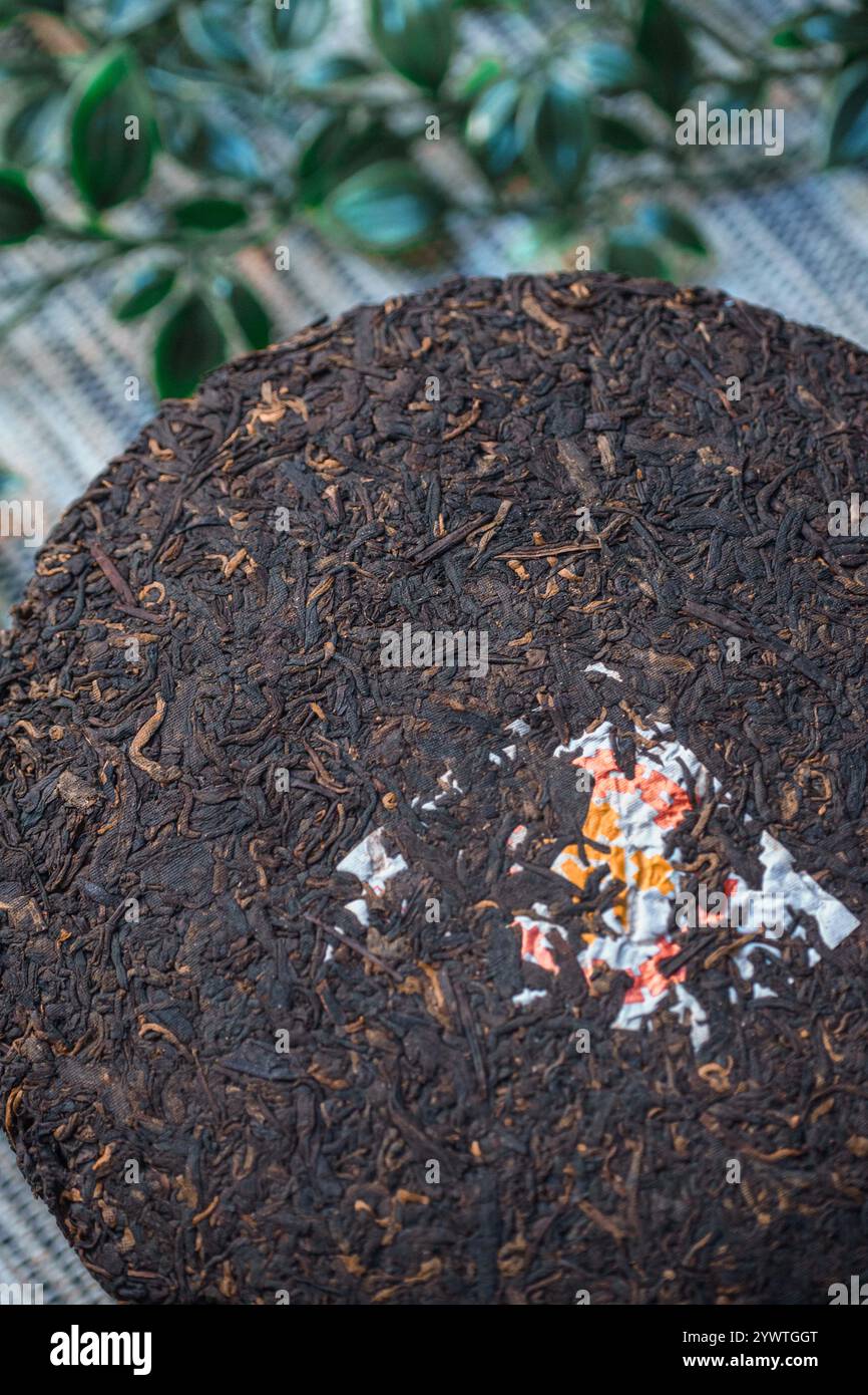 This is a Richly Textured Puerh Tea Cake with an Ornate and Beautiful ...