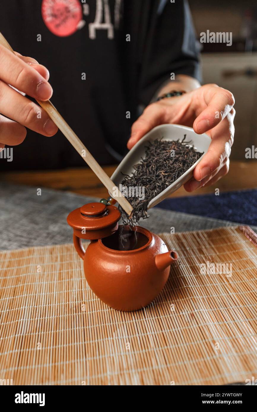 The Art of Tea Preparation Using a Traditional Teapot and Loose Tea ...
