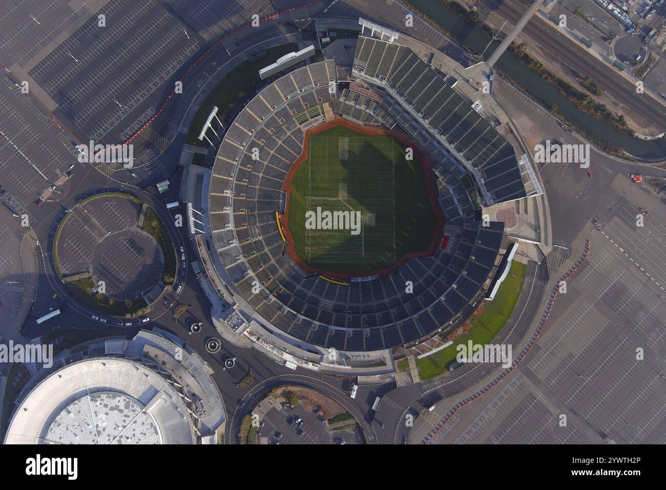 A general overall aerial view of the soccer field at the Oakland ...