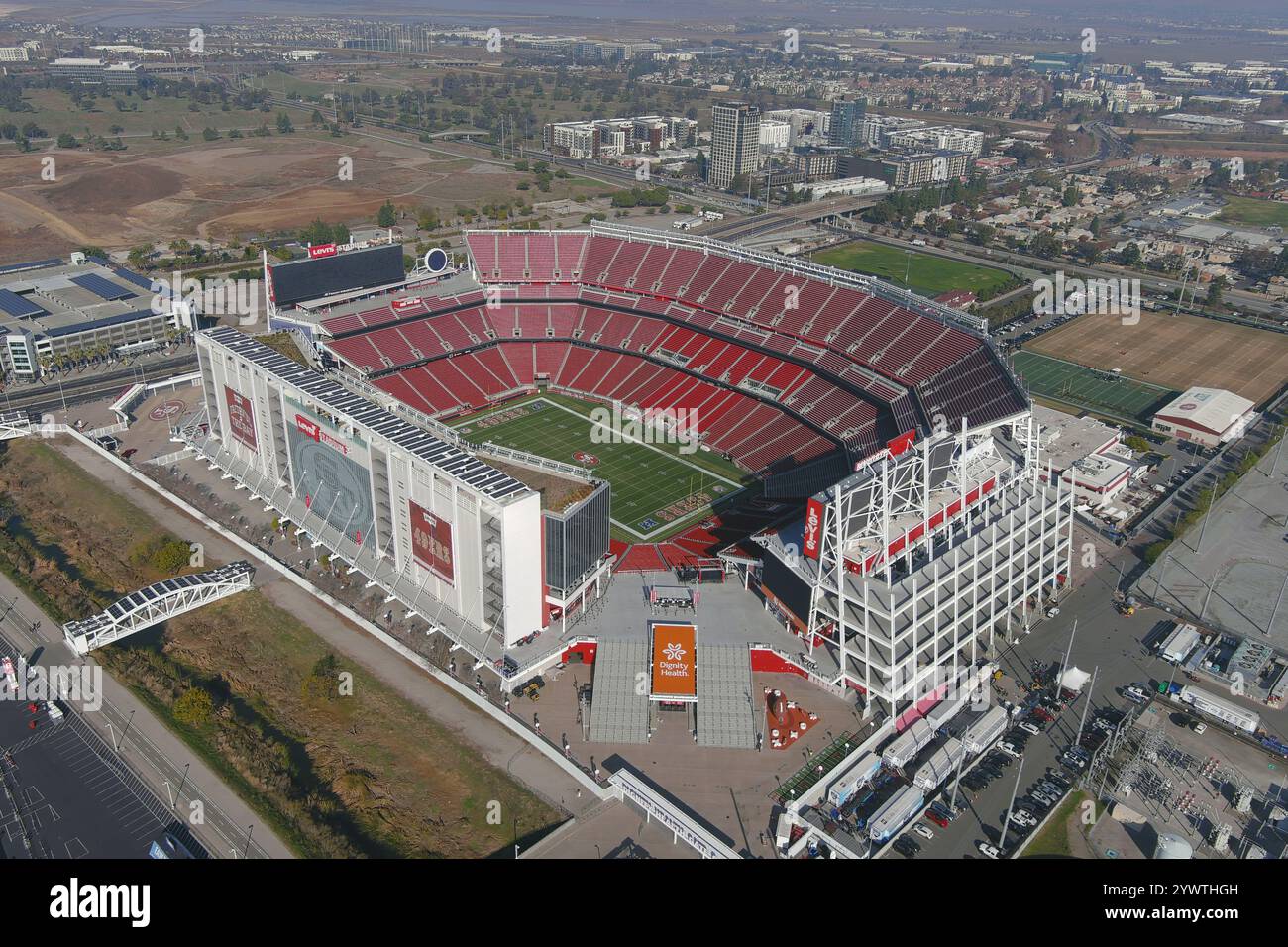 A general overall aerial view of Levi's Stadium and football field with ...