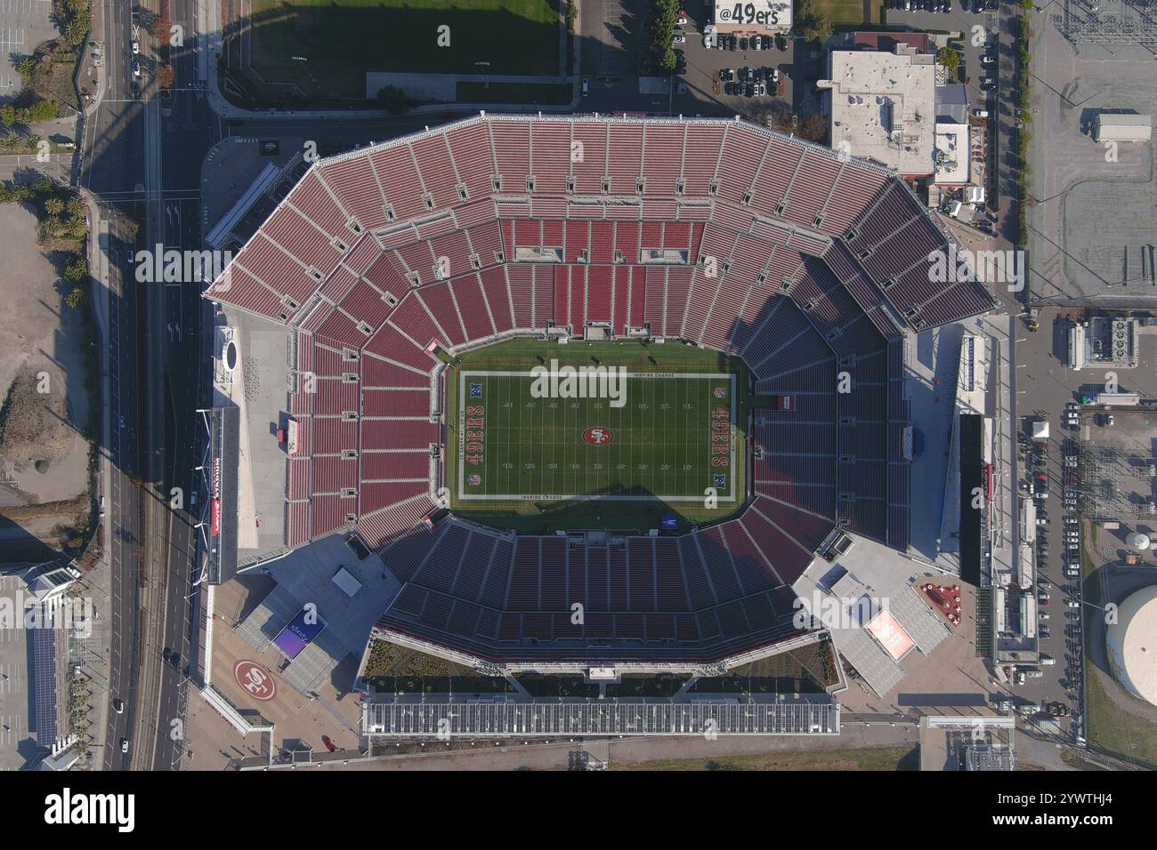 A general overall aerial view of Levi's Stadium and football field with ...