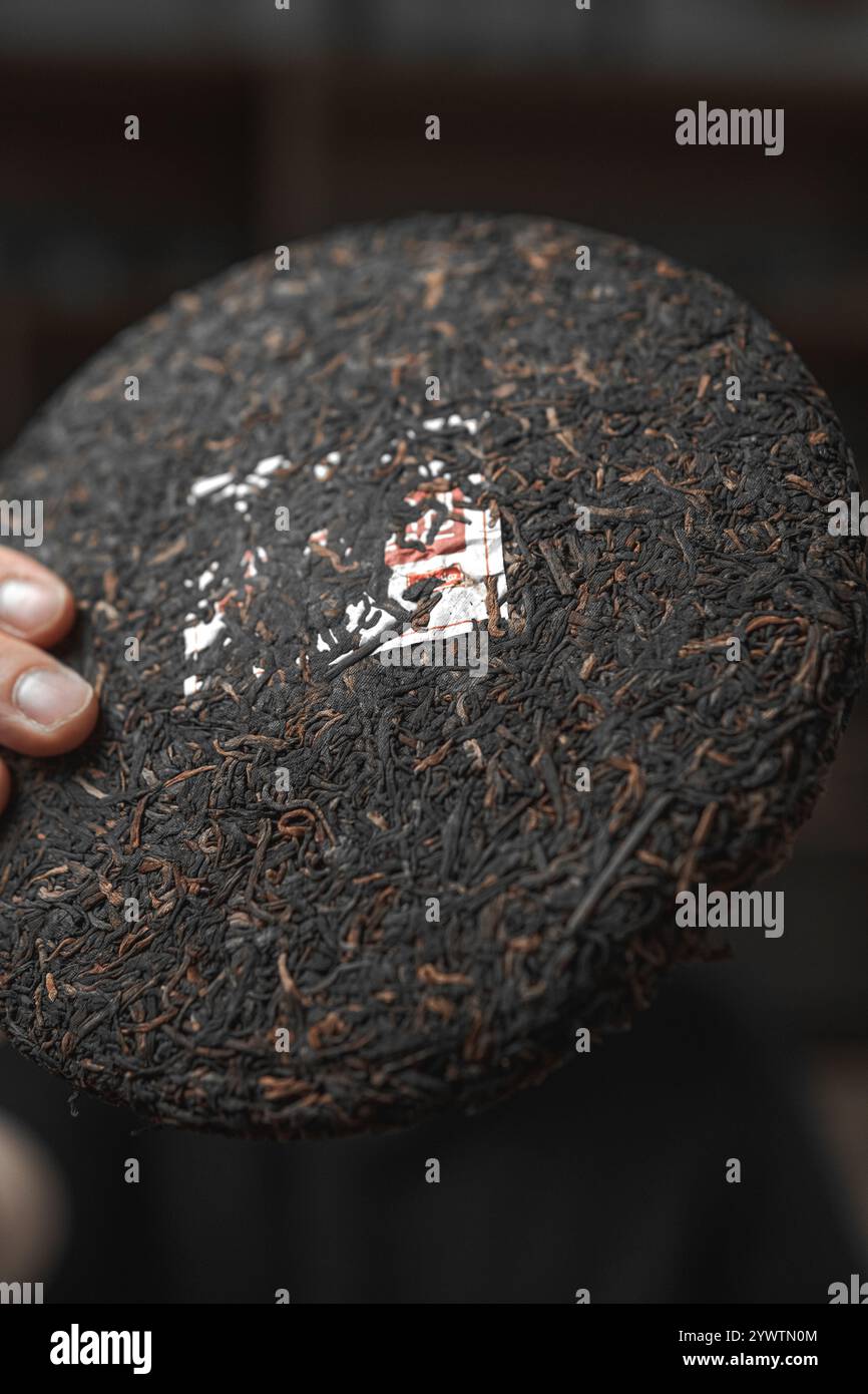 Traditional Compressed Puerh Tea Disc is an ancient Chinese beverage ...