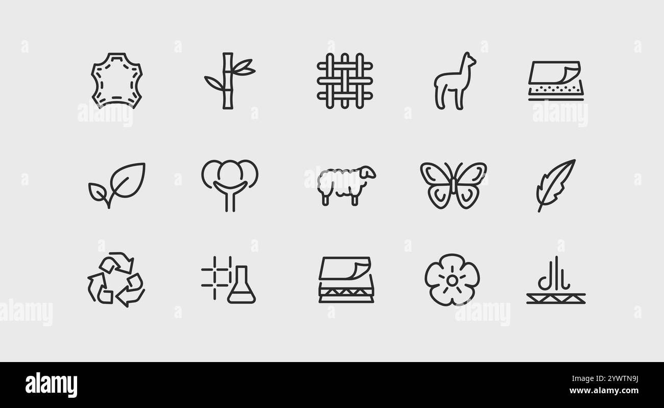 Fabric Materials Icon Set Stock Vector Image & Art - Alamy