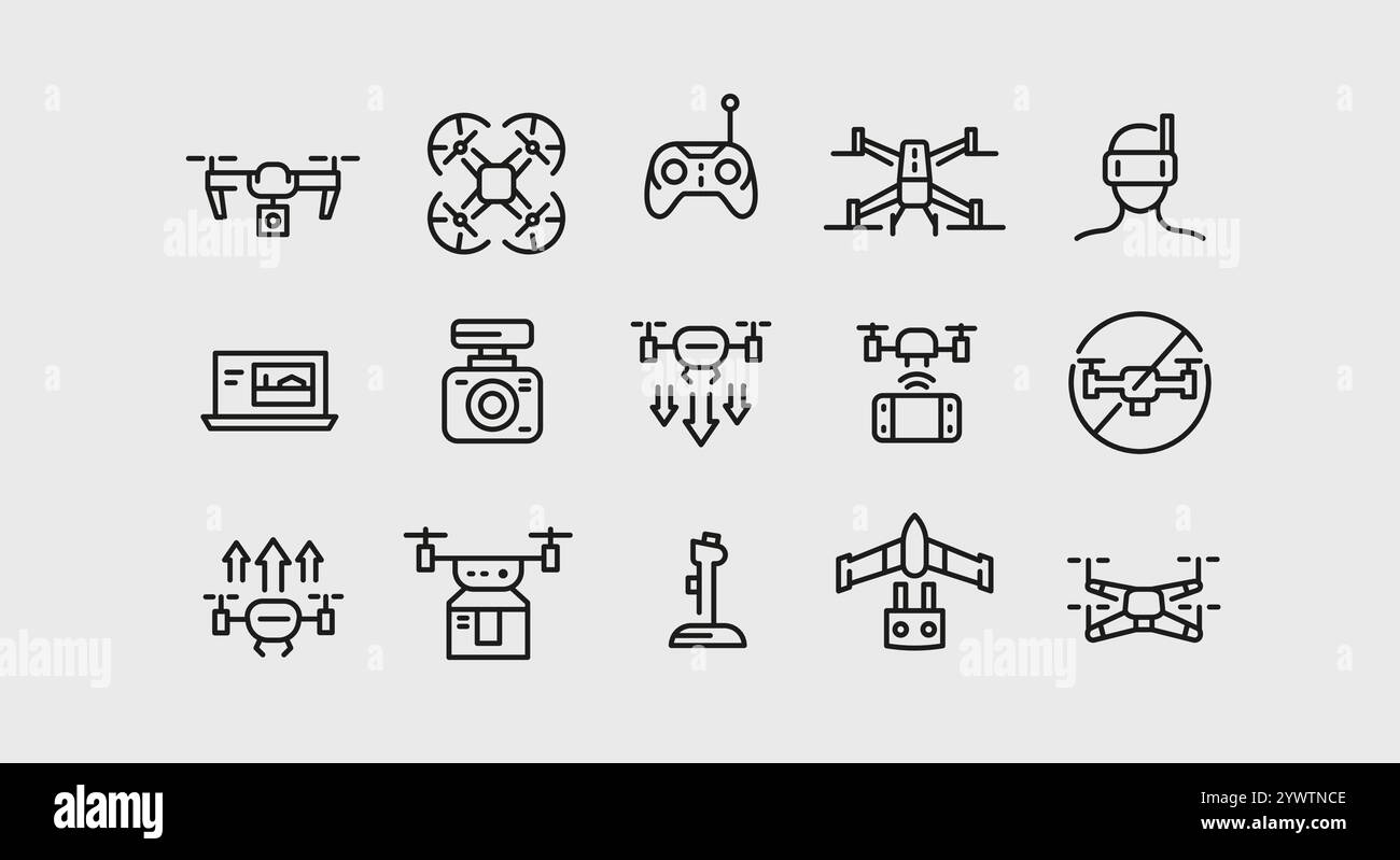 Drone Icons Set Stock Vector Image & Art - Alamy