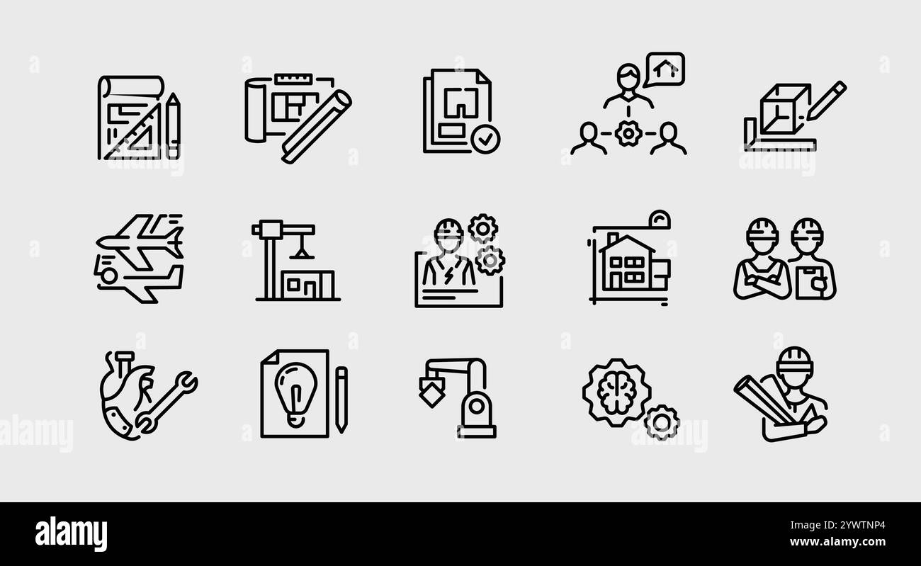 Engineering Icons Set Stock Vector Image & Art - Alamy