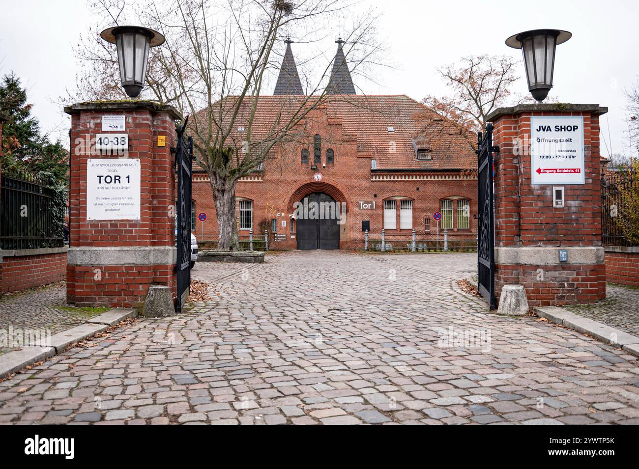 11 December 2024, Berlin: The entrance gate to Tegel Prison Photo ...