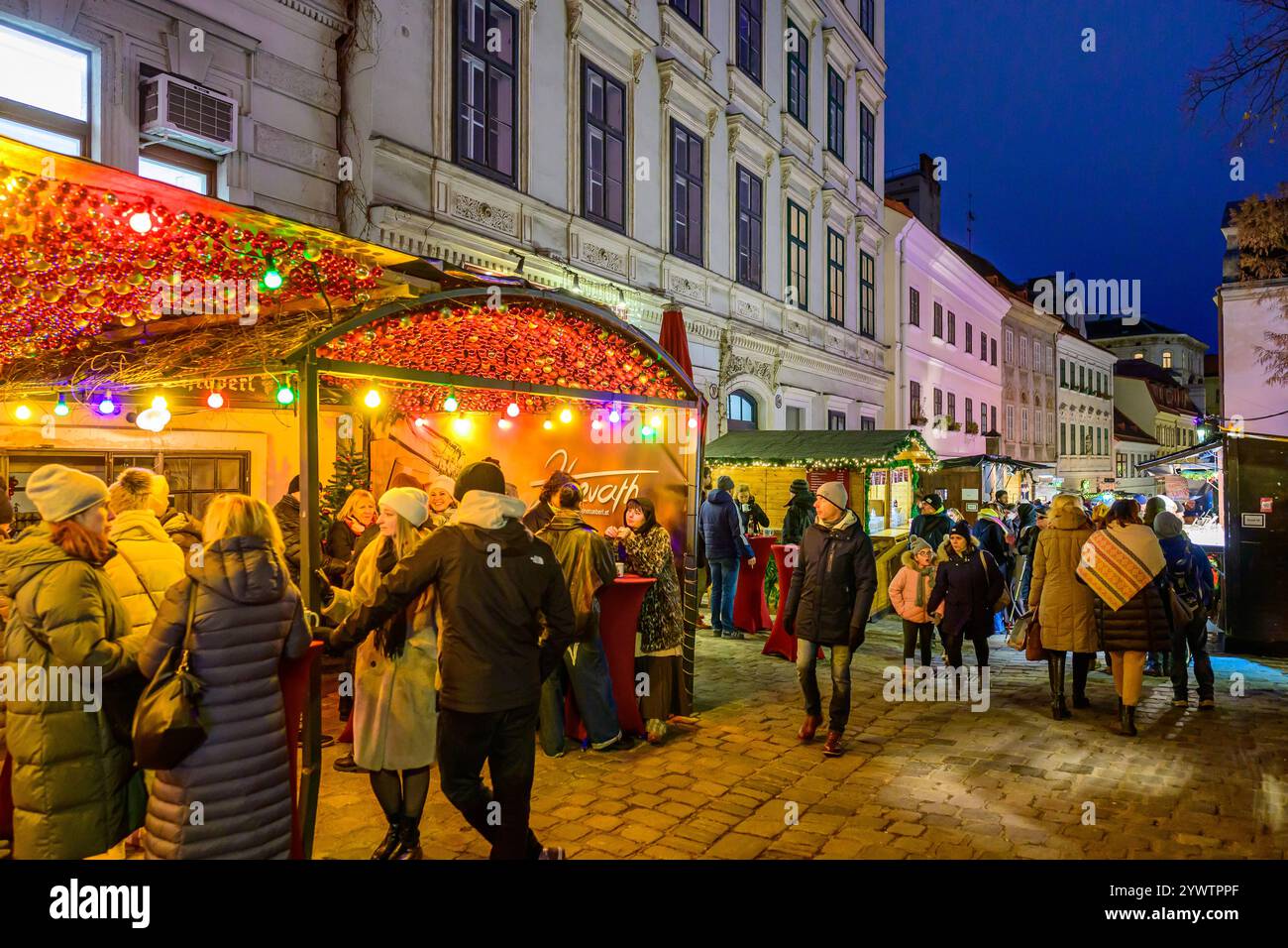 vienna, austria, 11 dec 2024, advent market at area spittelberg ...