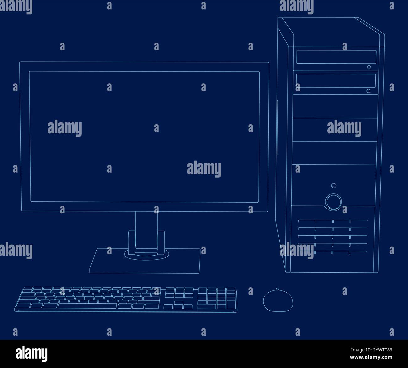 computer contour technology icon. Front view. Vector illustration Stock ...