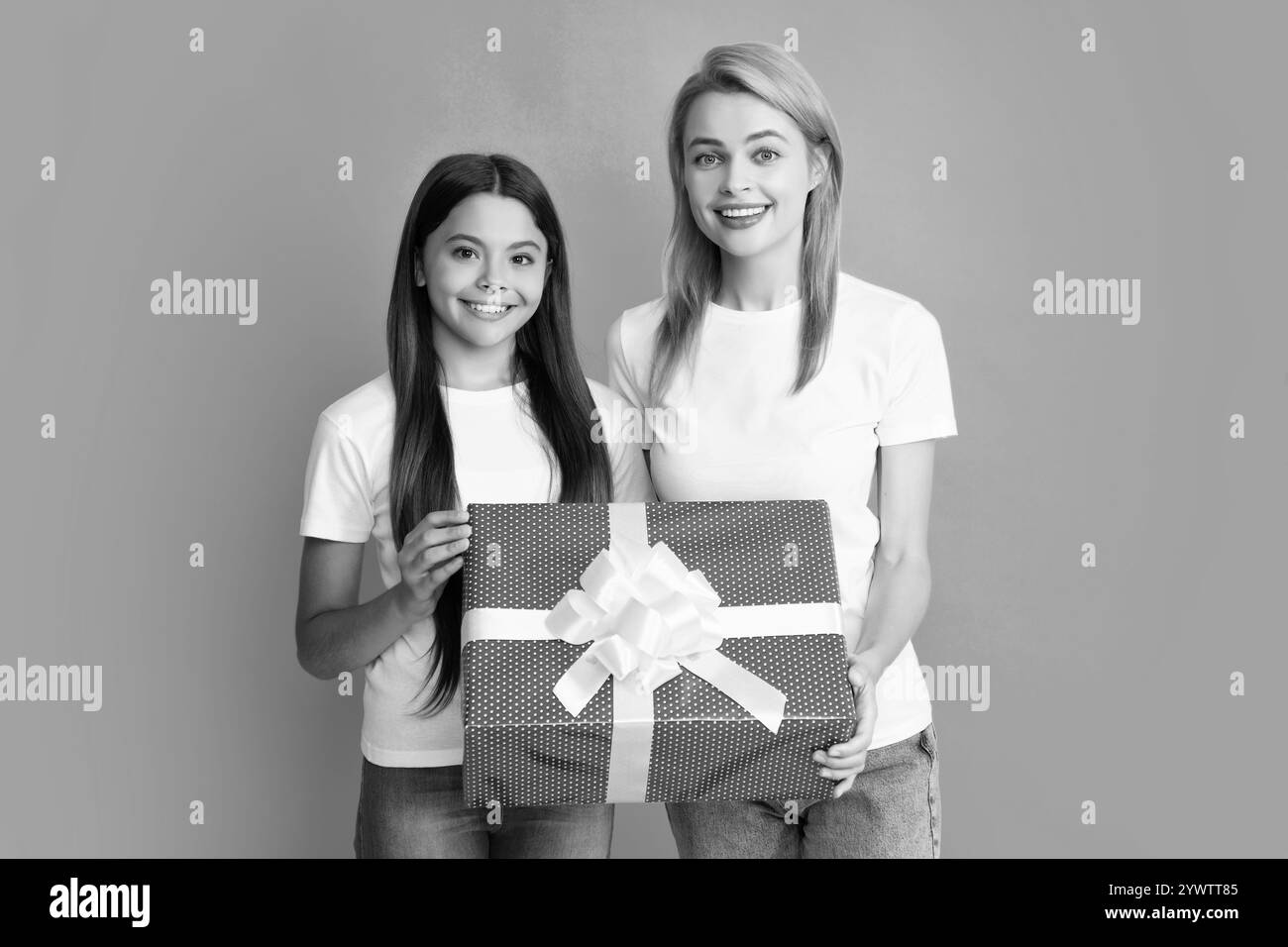 Mothers day celebration. Best mom. Child daughter give gift box to mother. Happy mothers day ...