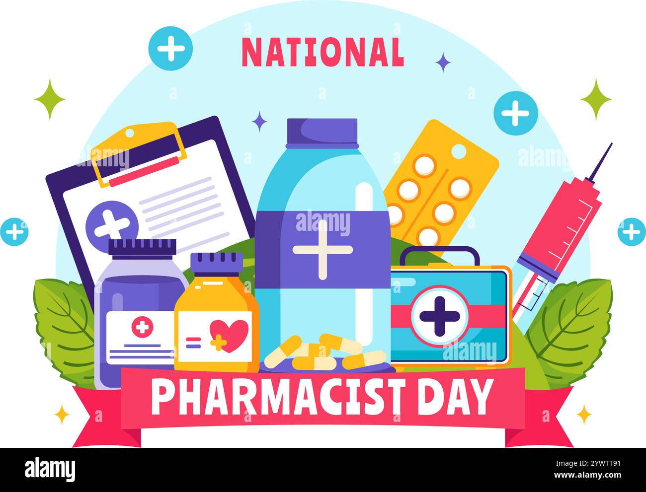 World Pharmacists Day Vector Illustration Featuring a Doctor, Medicines ...