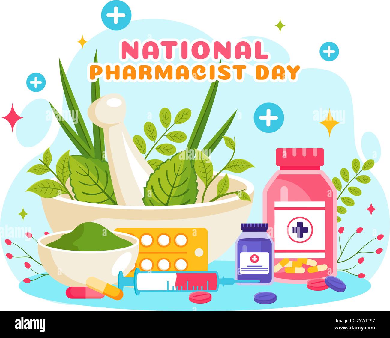 World Pharmacists Day Vector Illustration Featuring a Doctor, Medicines ...