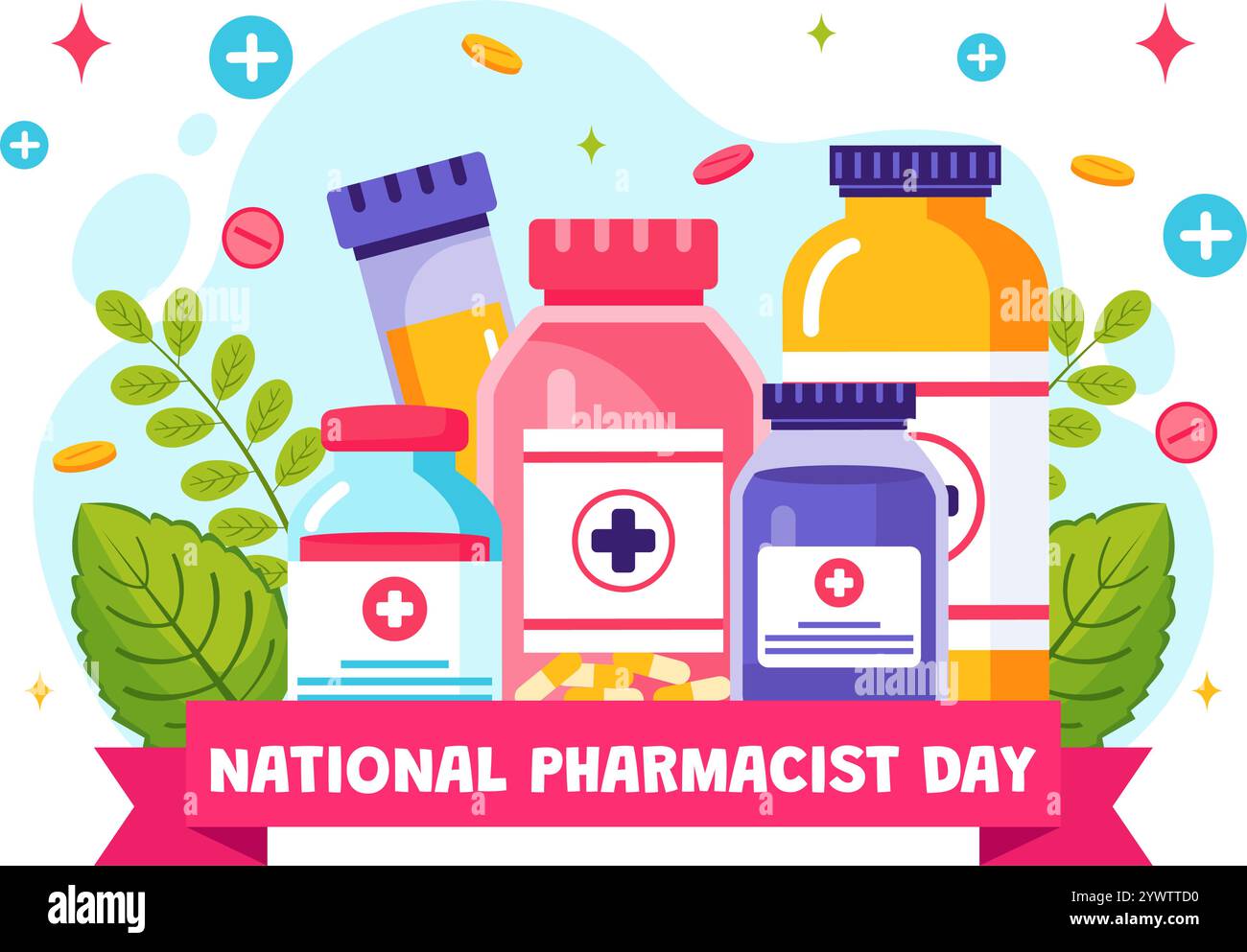 World Pharmacists Day Vector Illustration Featuring a Doctor, Medicines ...