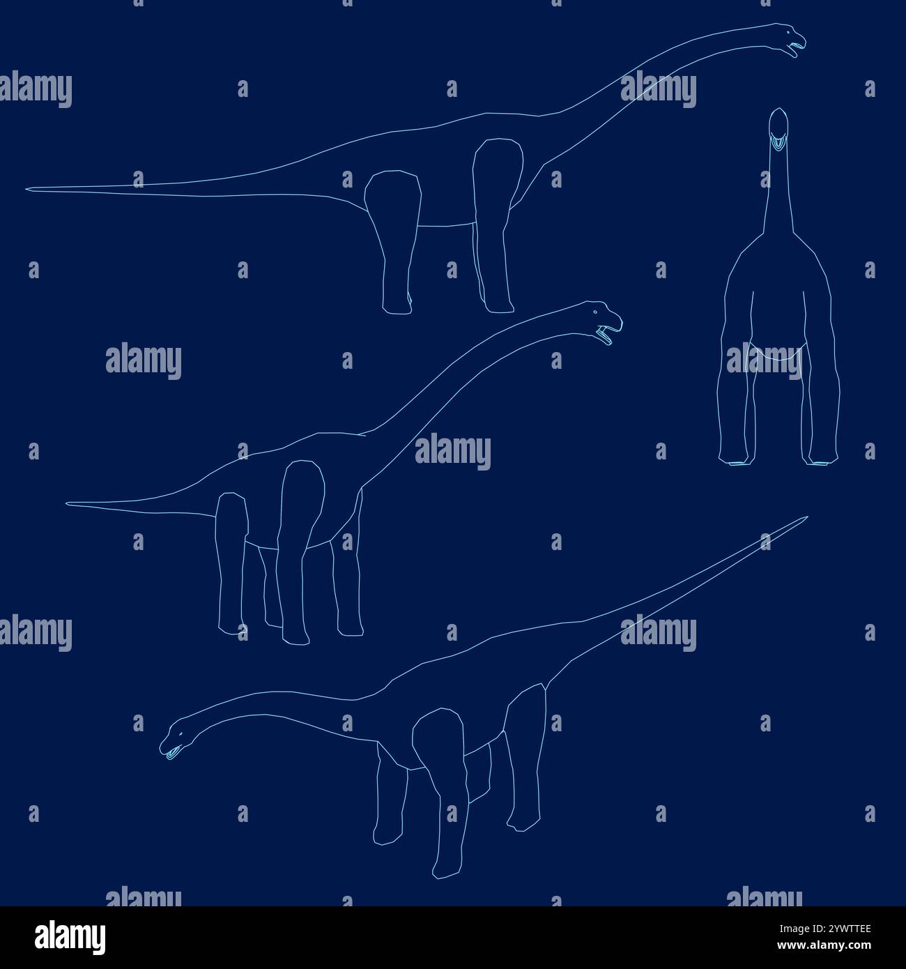 Set Outline of brachiosaurus dino. Extinct dinosaur of ancient jurassic ...