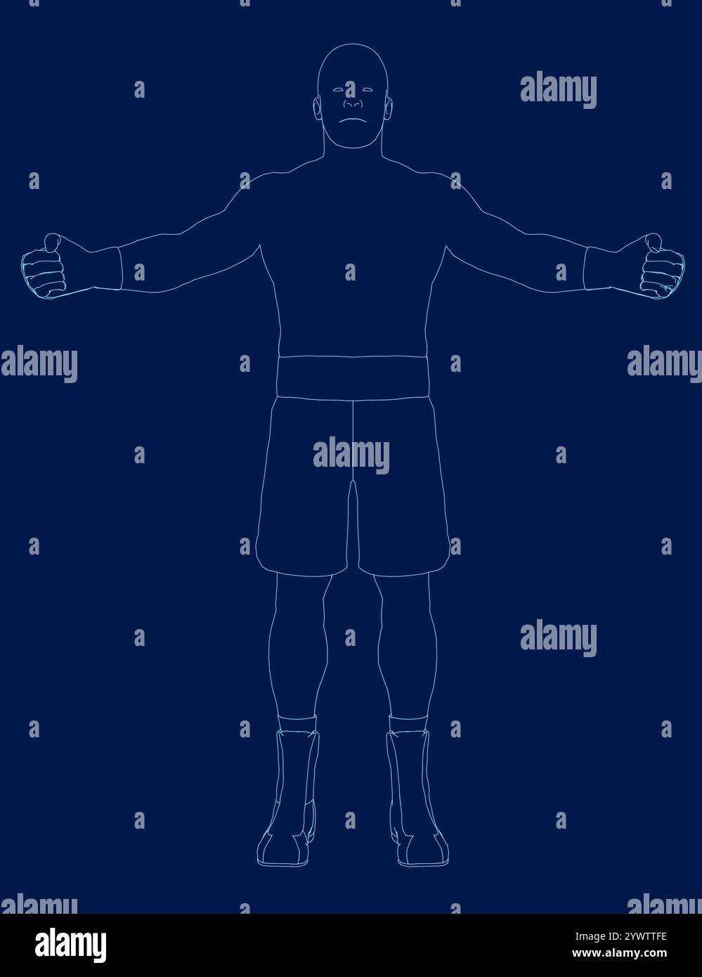boxer man blue outline. Vector illustration Stock Vector Image & Art ...