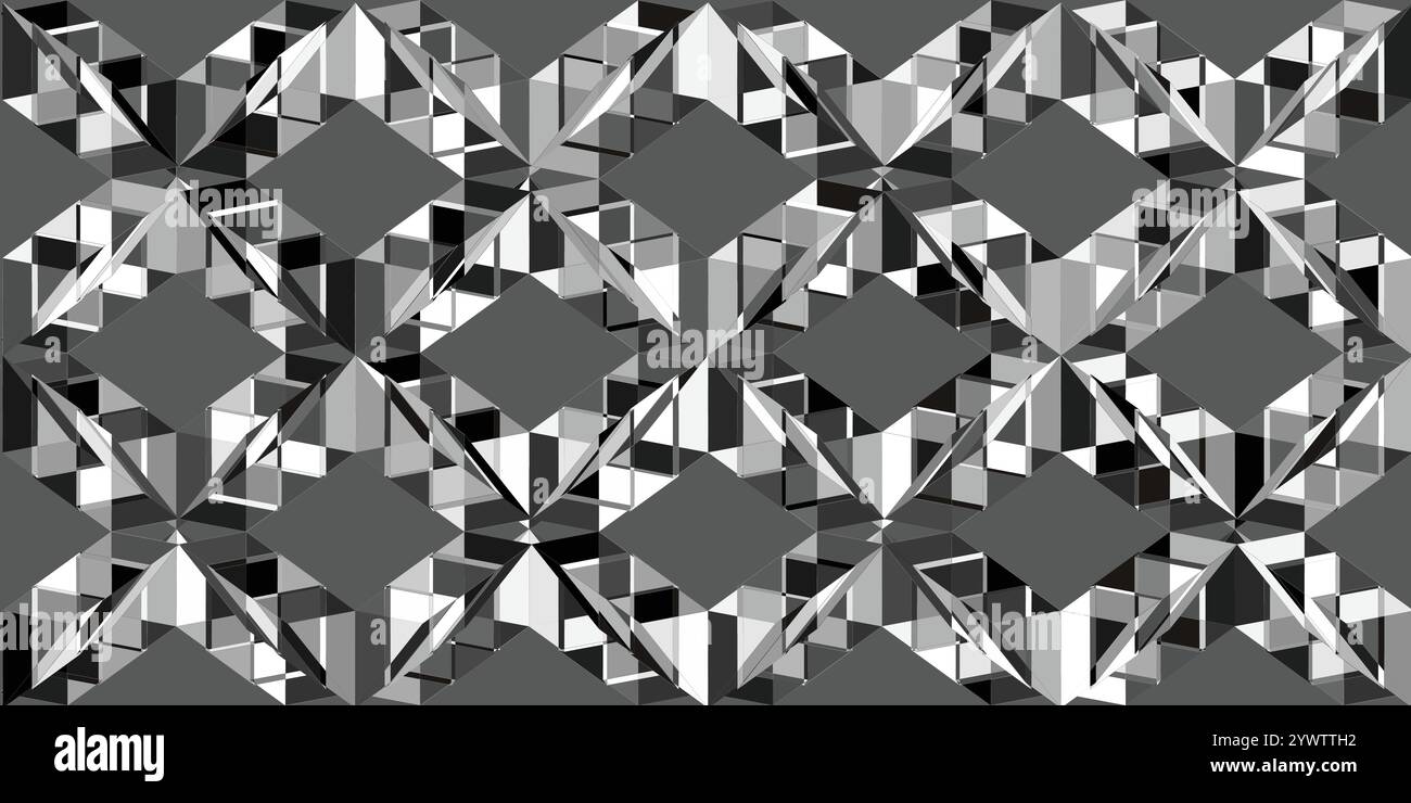 Abstract black and white 3d geometric seamless pattern background ...