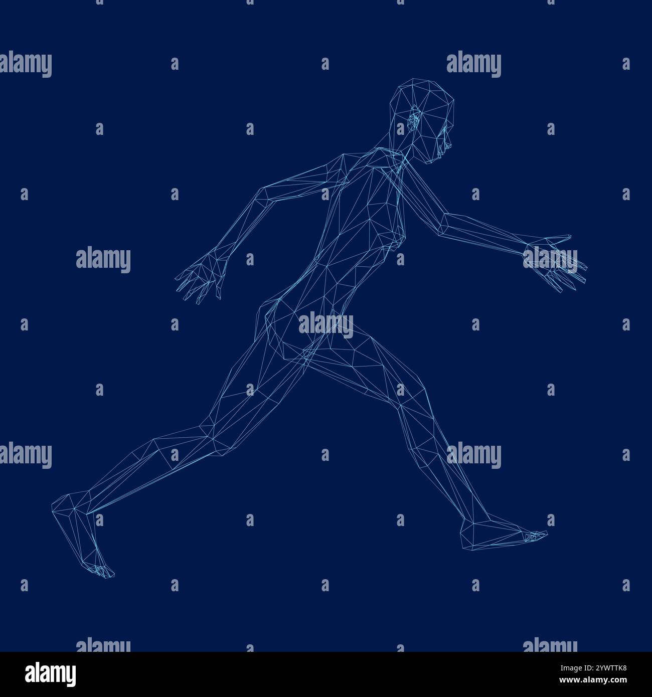 Wireframe Geometric running man from blue lines. Vector illustration ...