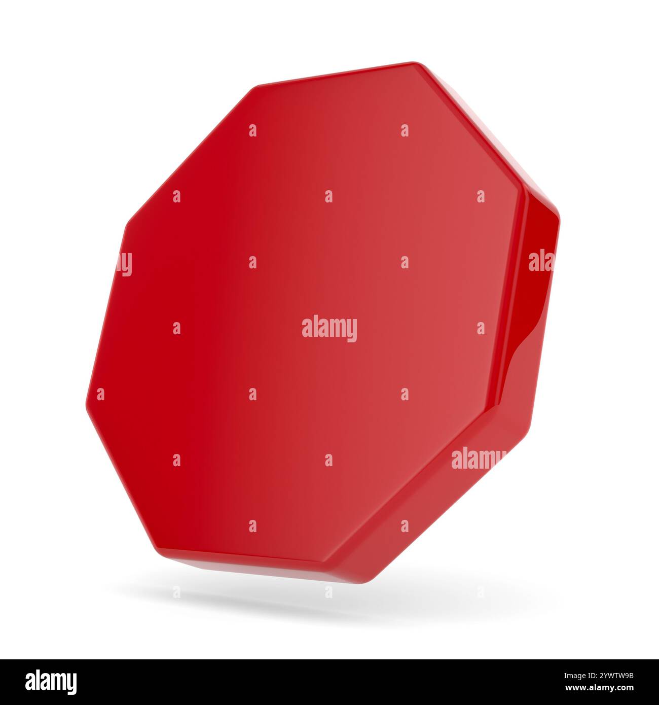 Red octagon on white background. Isolated 3D illustration Stock Photo ...