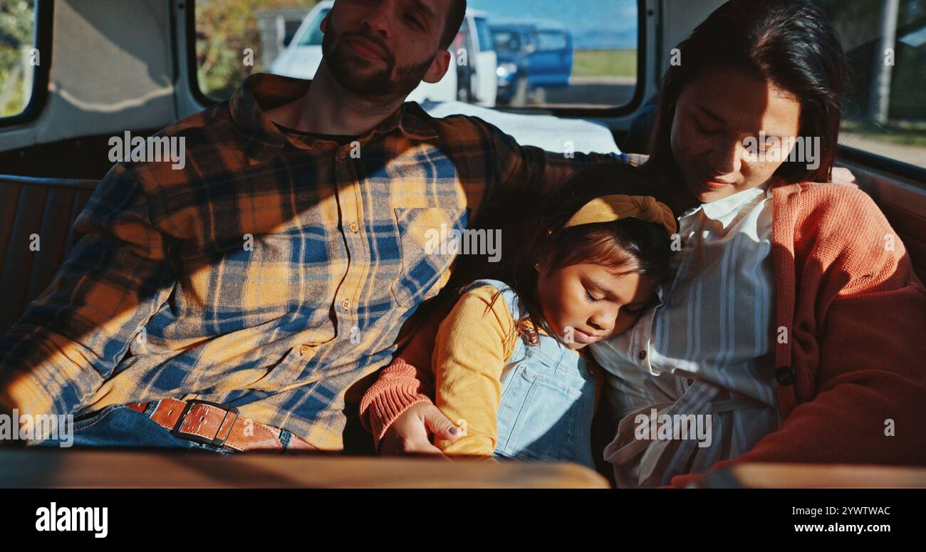 Family, relax and transport on road for travel, long distance journey ...