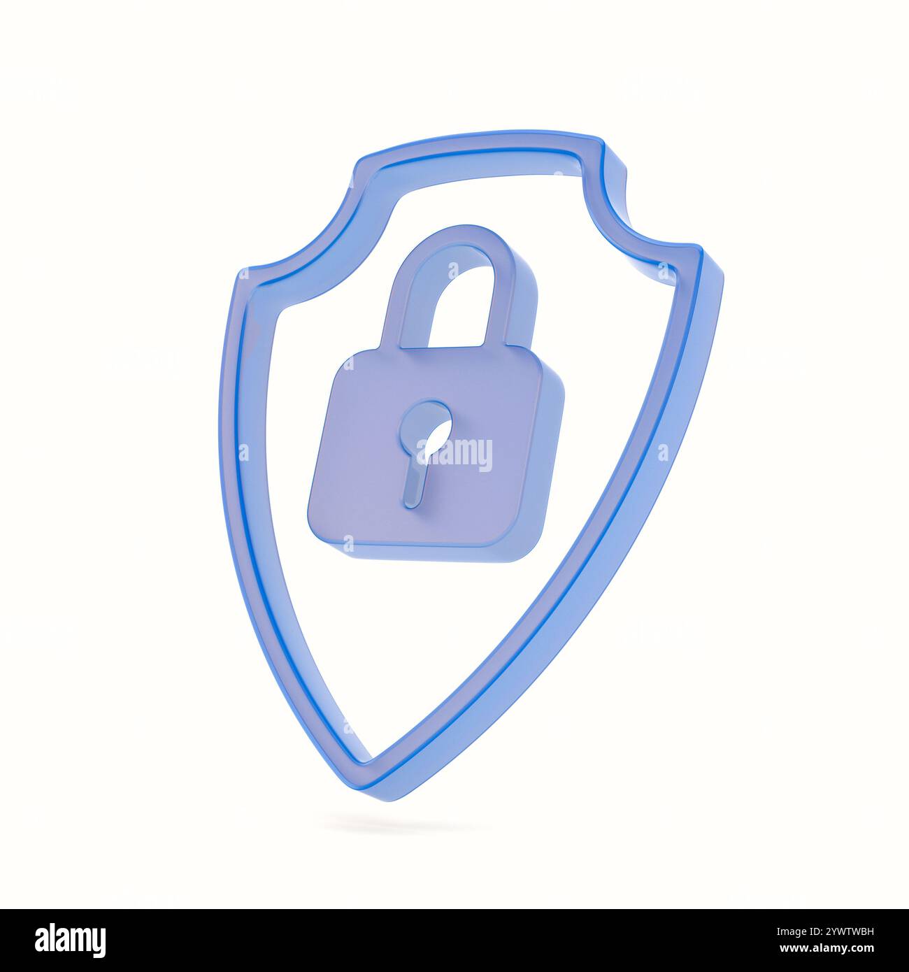 Glass lock into shield on white background. Isolated 3D illustration ...