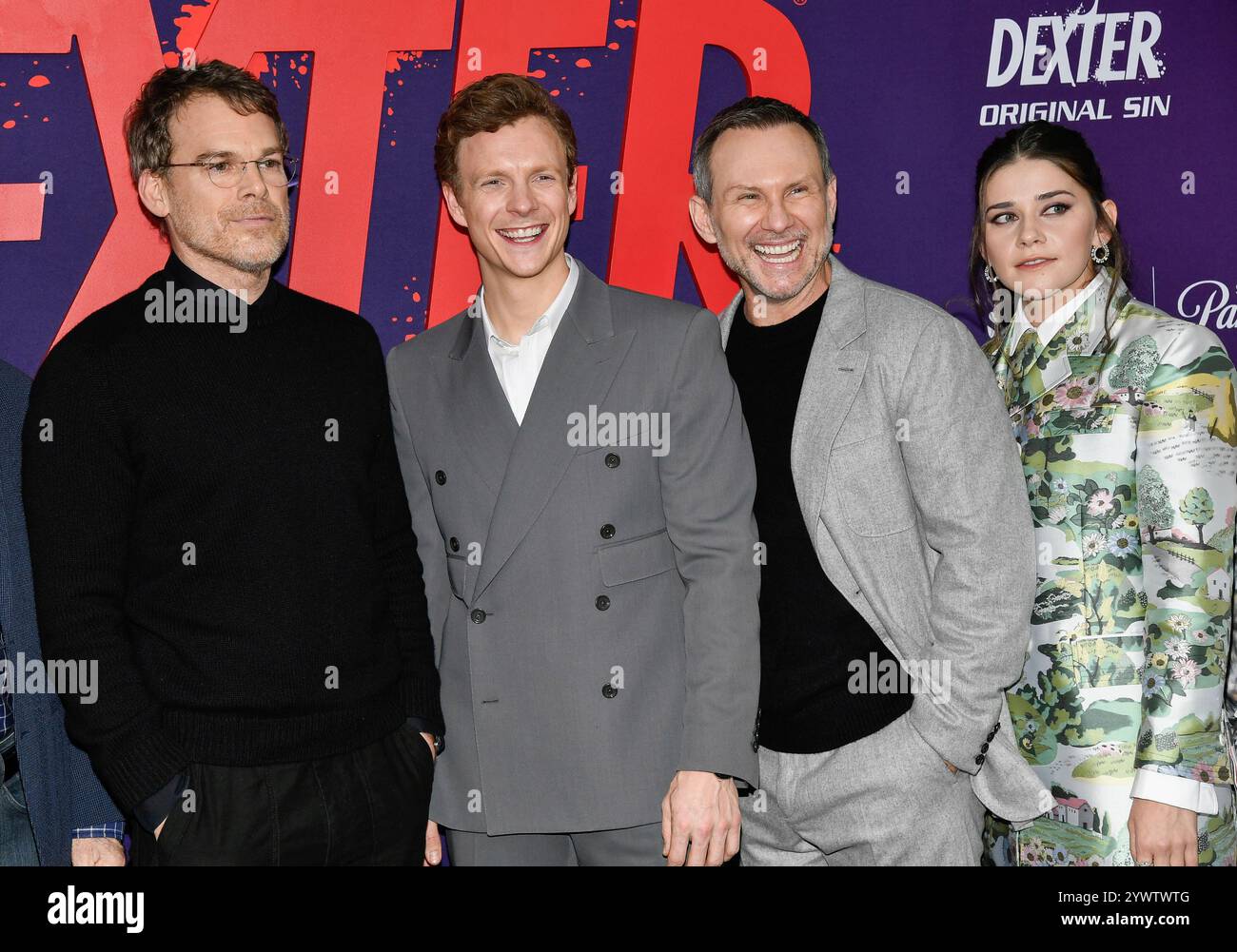 Michael C. Hall, left, Patrick Gibson, Christian Slater and Molly Brown ...
