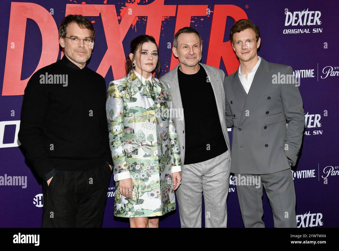 Michael C. Hall, left, Molly Brown, Christian Slater and Patrick Gibson ...