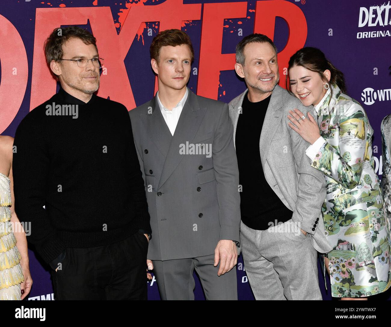 Michael C. Hall, left, Patrick Gibson, Christian Slater and Molly Brown ...