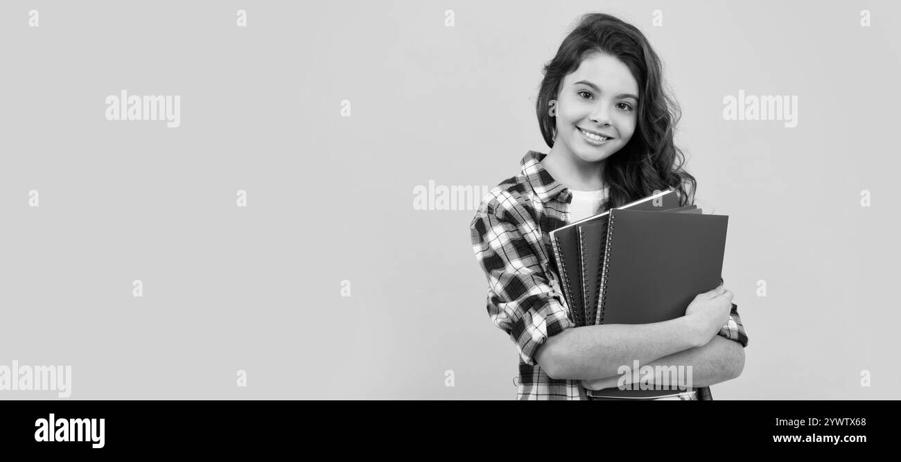 lets study. back to school. teen girl ready to study. happy childhood ...