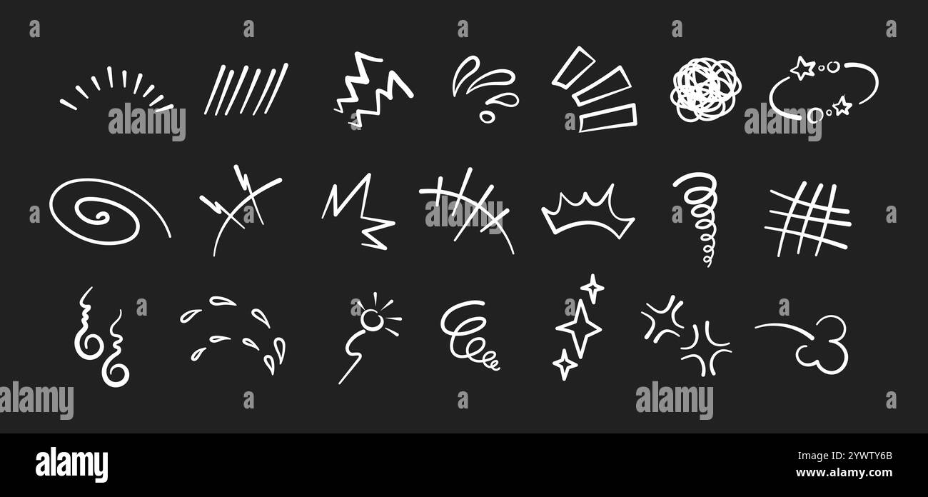 Manga or anime comic emoticon element graphic effects hand drawn doodle ...