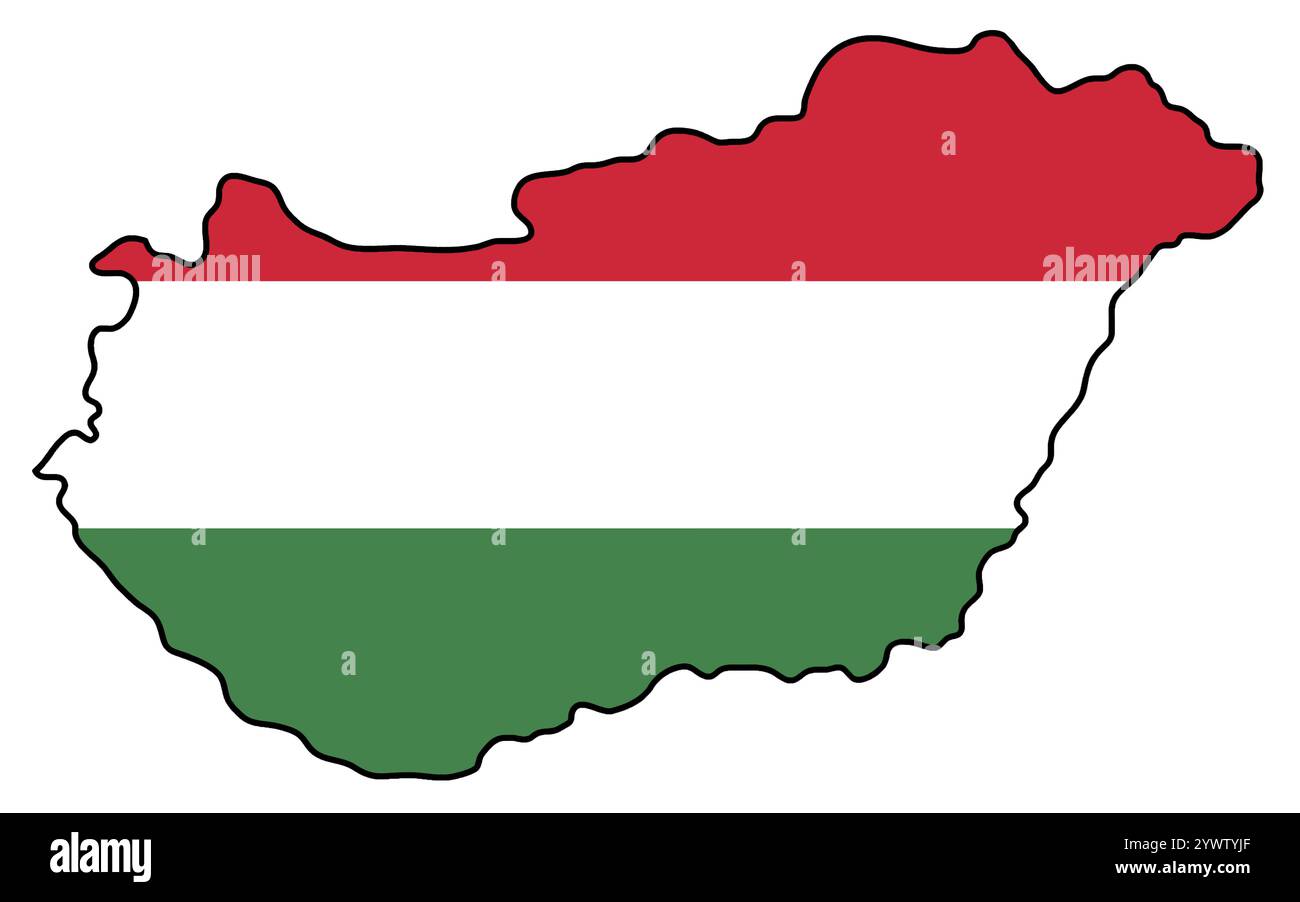 Map of Hungary with flag inserted Stock Photo - Alamy