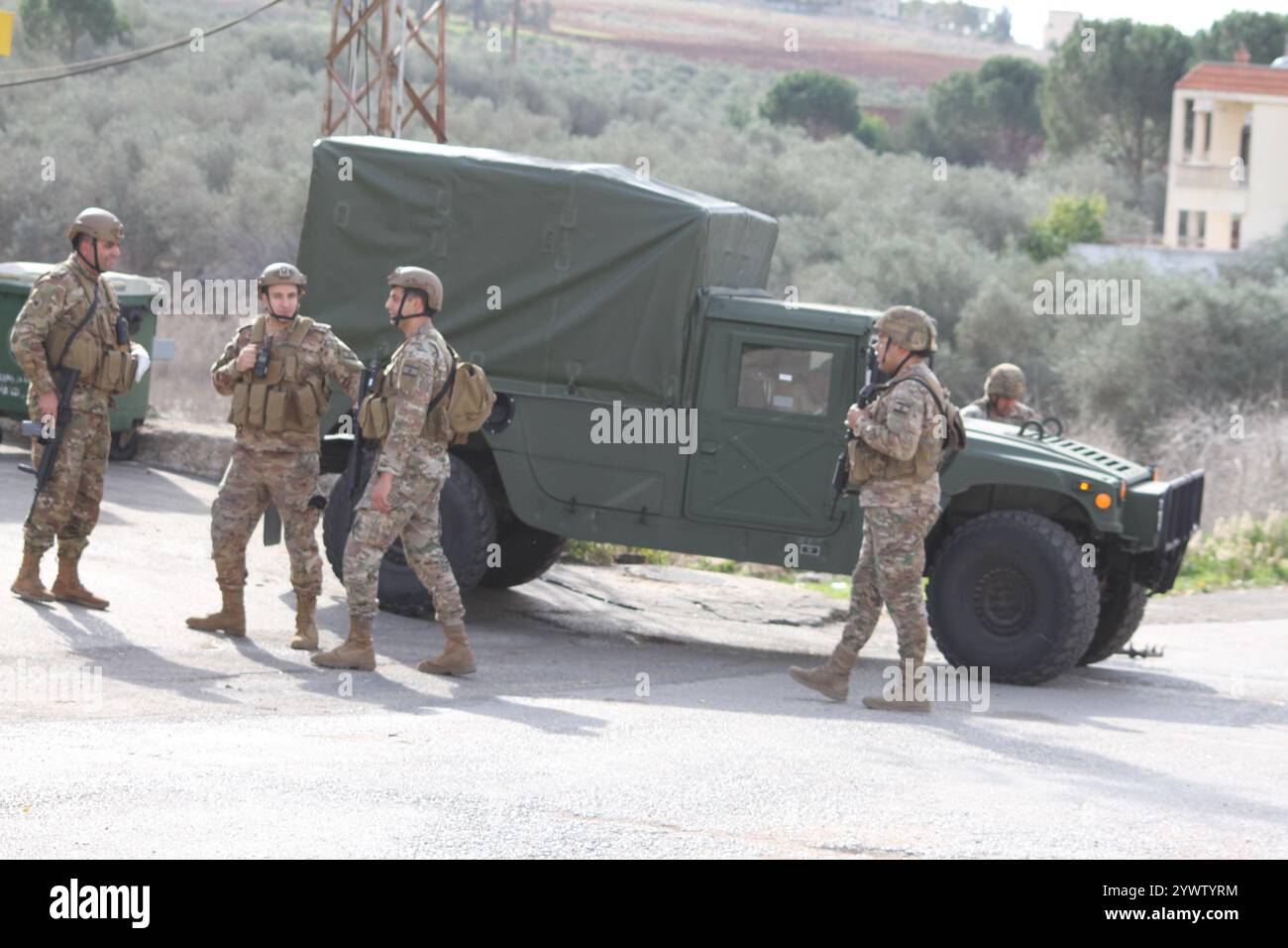 (241212) -- KHIAM, Dec. 12, 2024 (Xinhua) -- Lebanese troops are seen ...