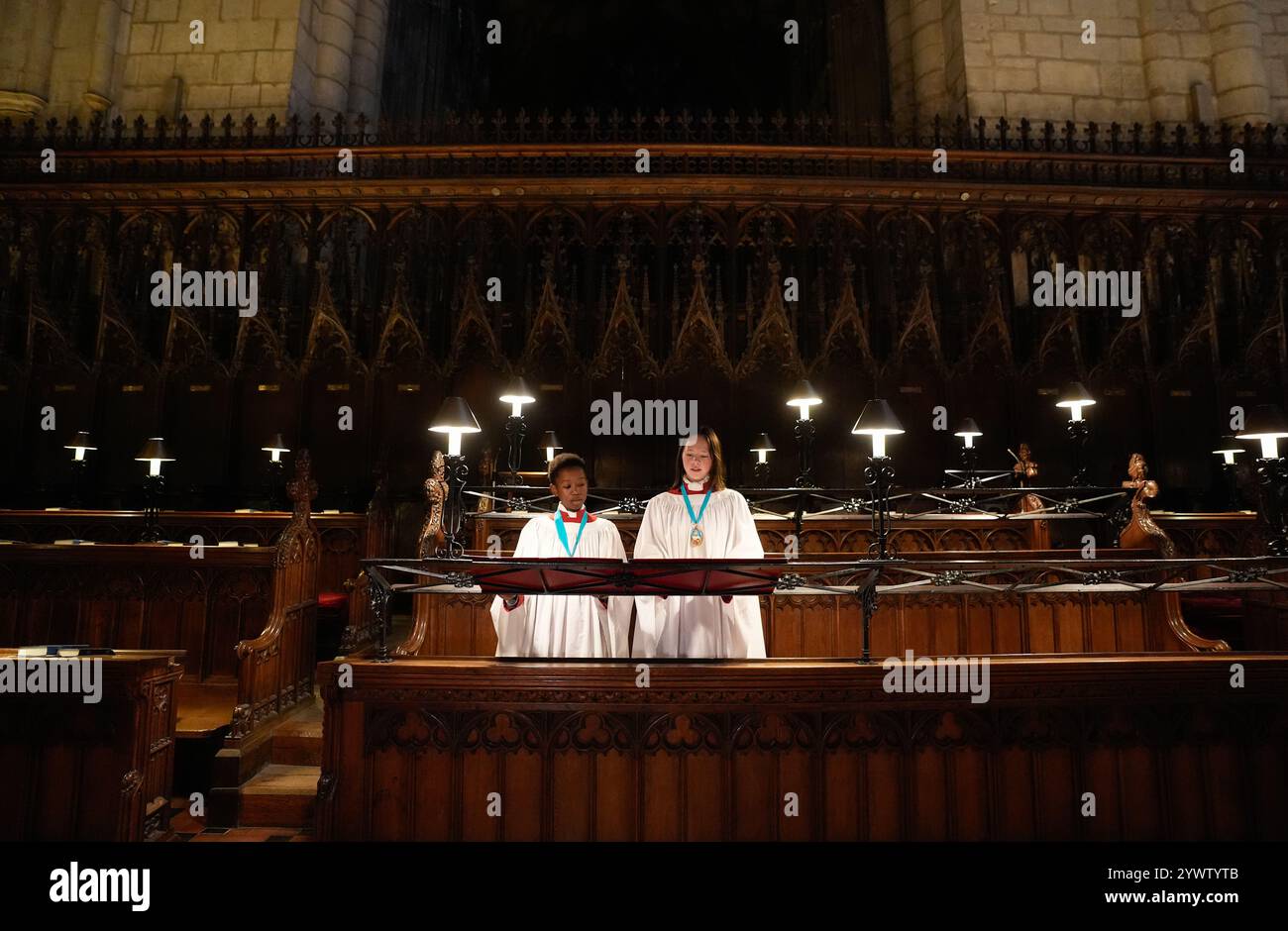 Gloucester Cathedral's Head Choristers Joel (left) and Ella sing in the ...