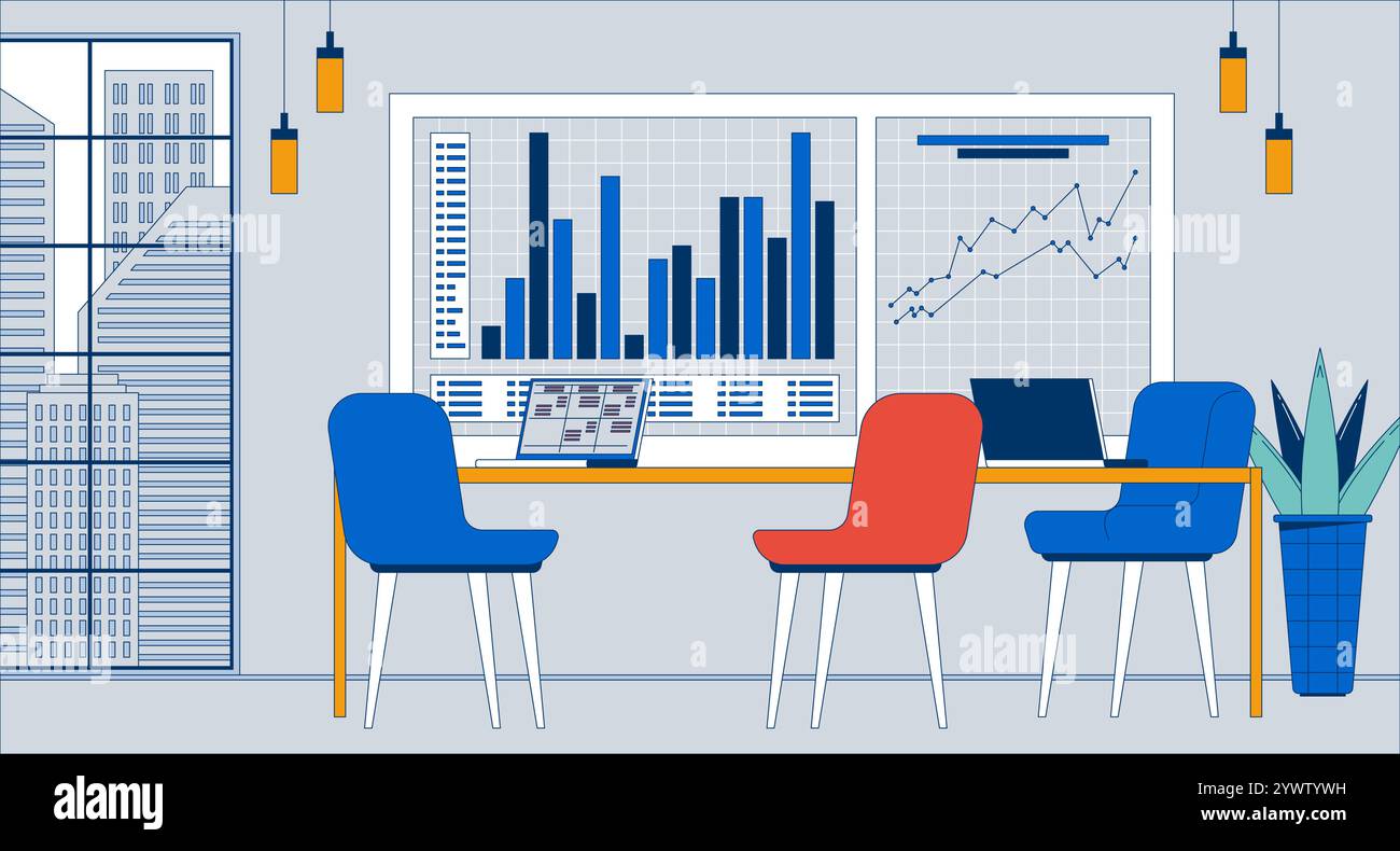 Chart whiteboard conference room empty flat illustration Stock Vector ...