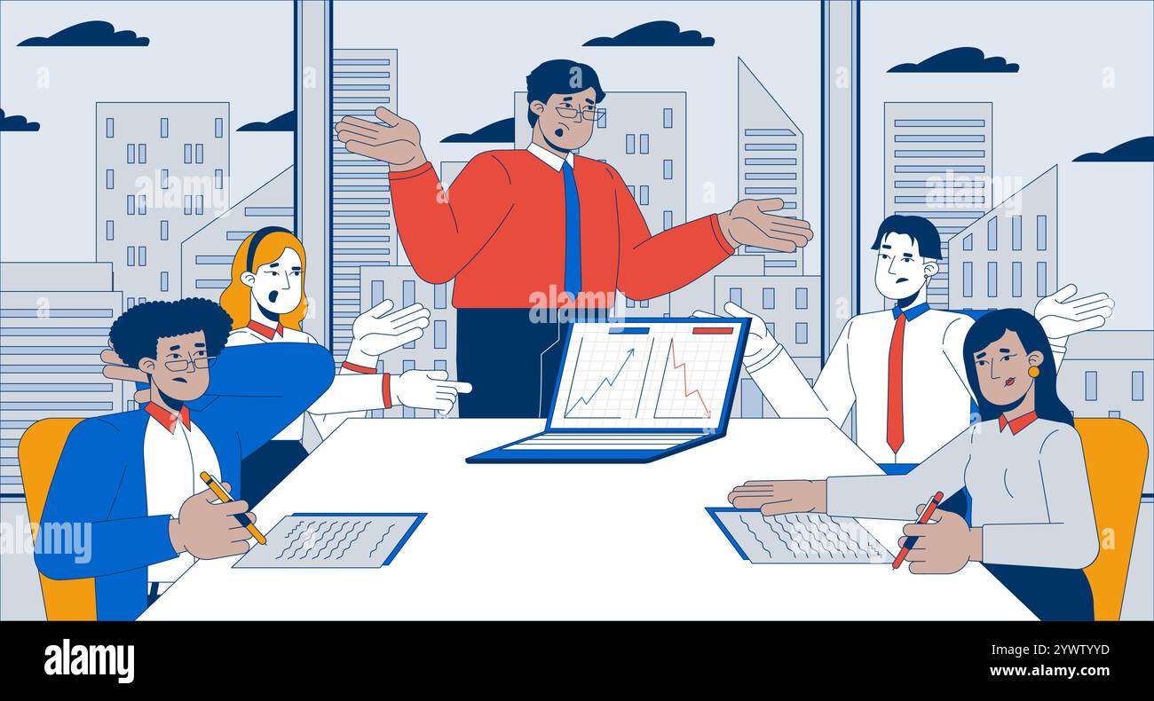 Team members conducting competitors analysis flat illustration Stock ...